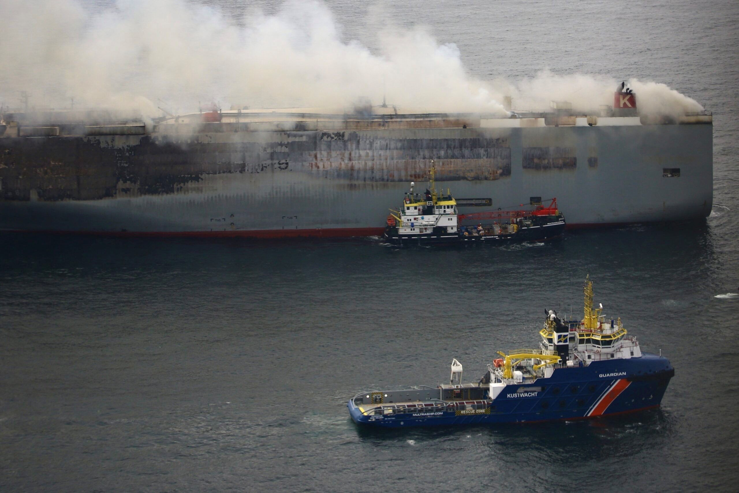 20 Indian crew members rescued from burning ship off Dutch coast return ...